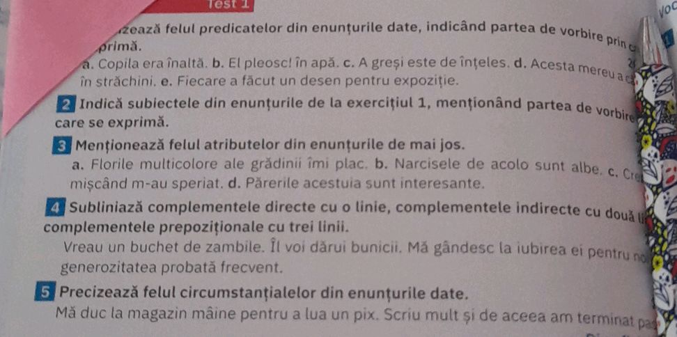 1. zează felul predicatelor din enunțurile | StudyX