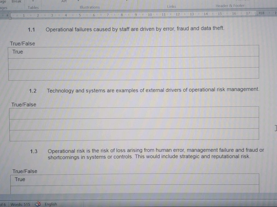 1.1 Operational failures caused by staff are | StudyX