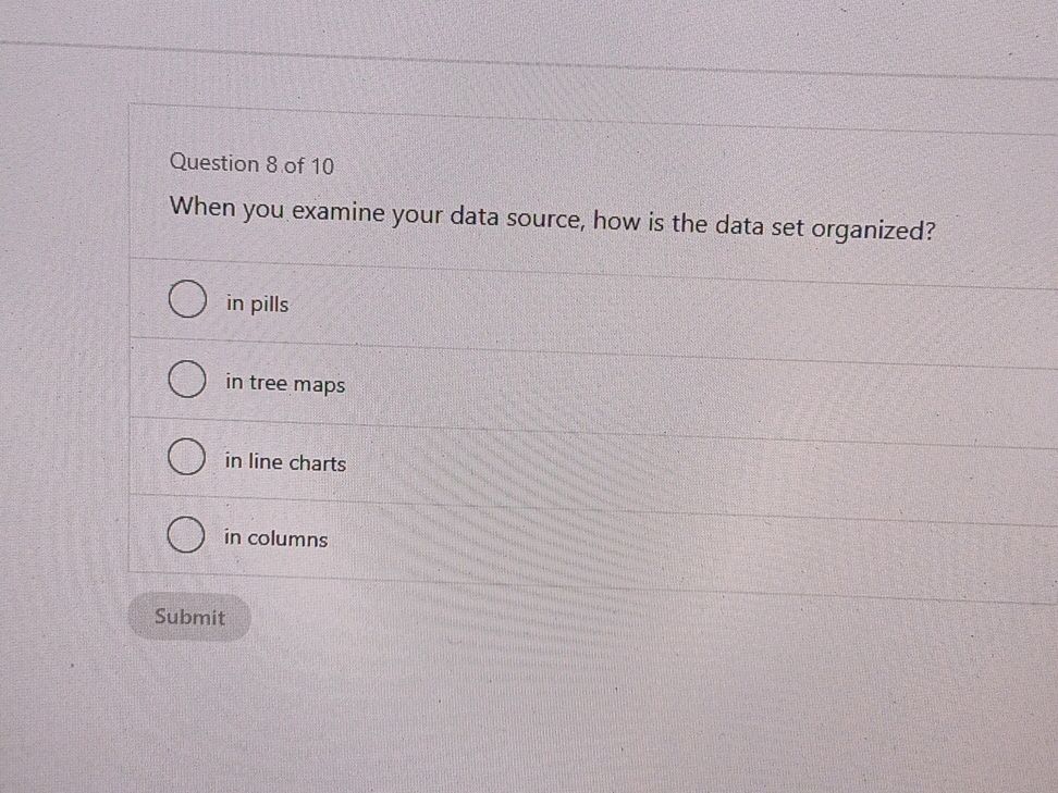 Question 8 of 10 When you examine your data