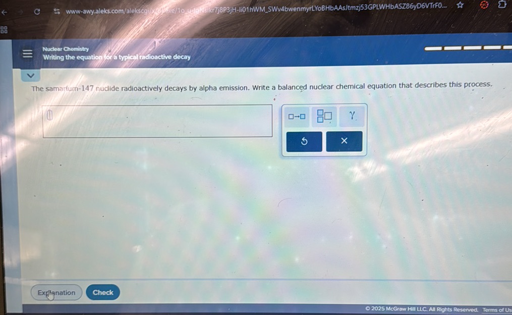 The samarfum-147 nuclide radioactively | StudyX