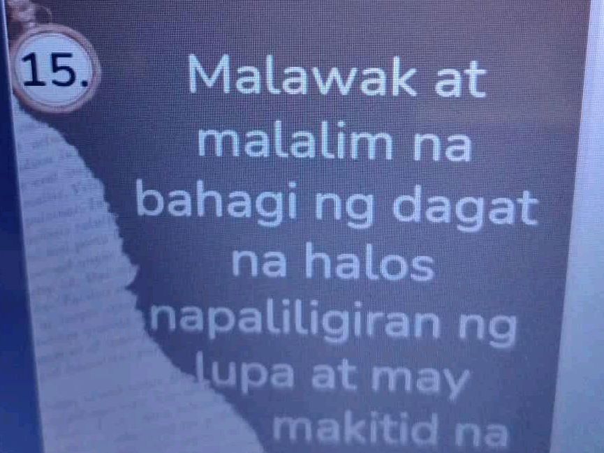 15. Malawak at malalim na bahagi ng dagat na | StudyX