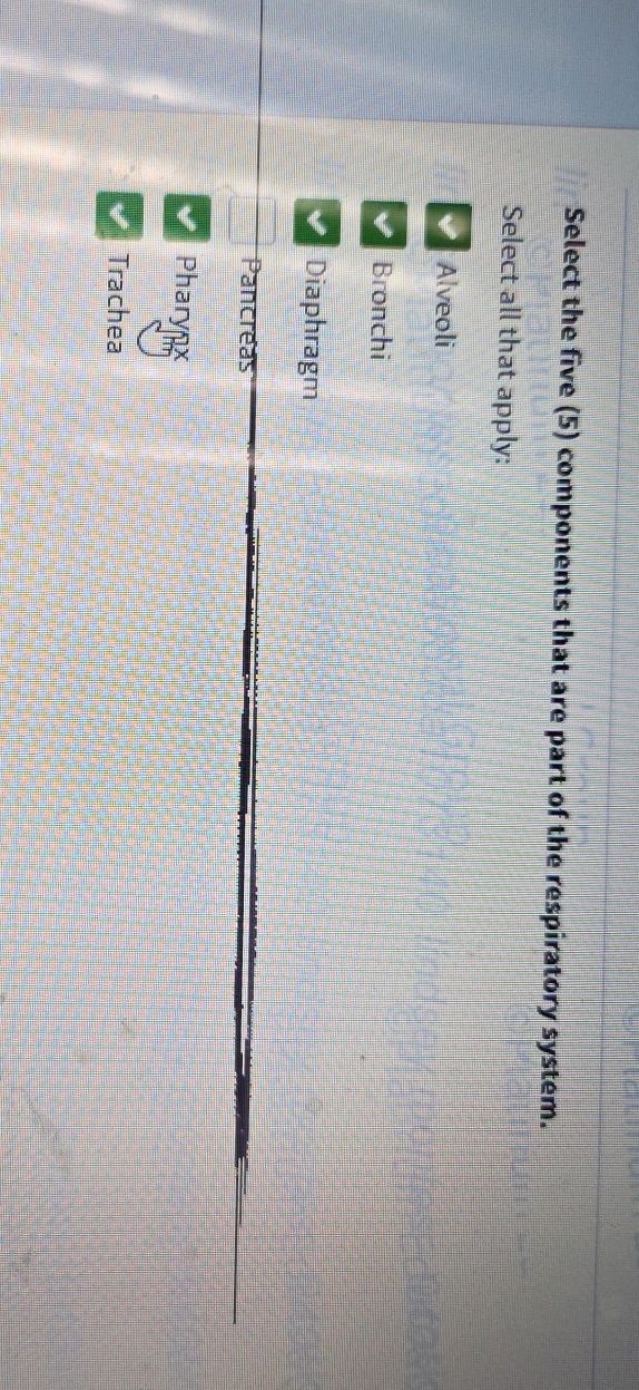 Select the five (5) components that are part | StudyX