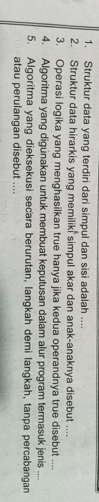 1. Struktur data yang terdiri dari simpul | StudyX