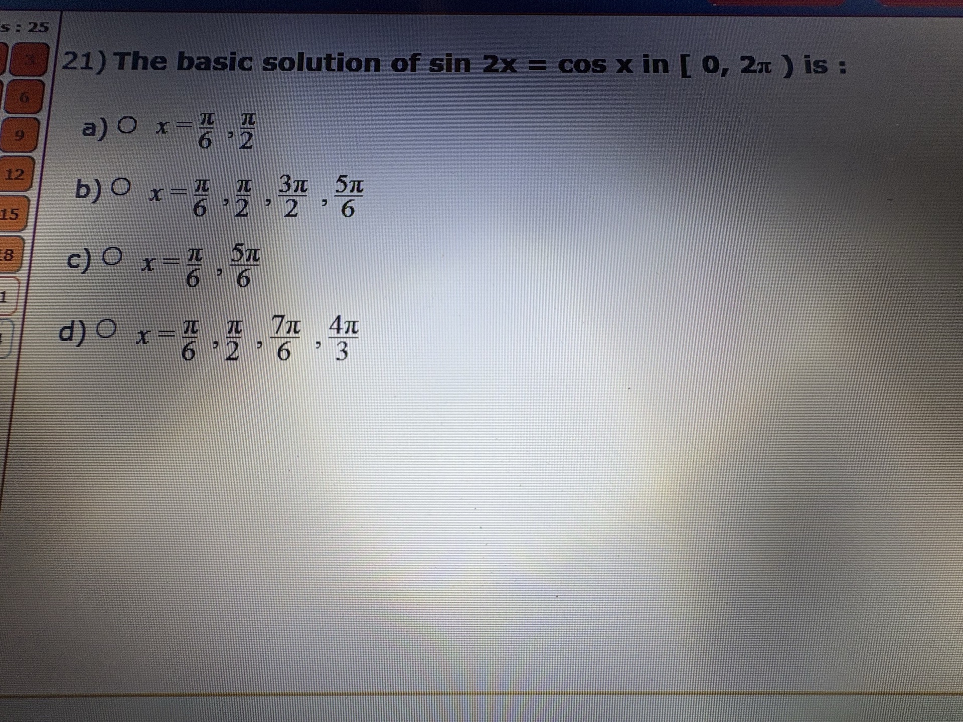 21) The basic solution of $ 2x = x$ in | StudyX