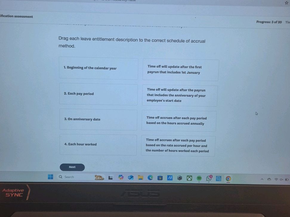 Drag each leave entitlement description to | StudyX