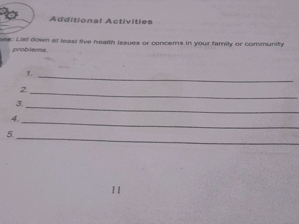 List down at least five health issues or | StudyX