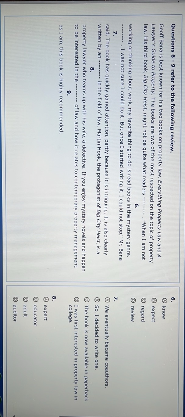 Questions 6-9 refer to the following review. | StudyX