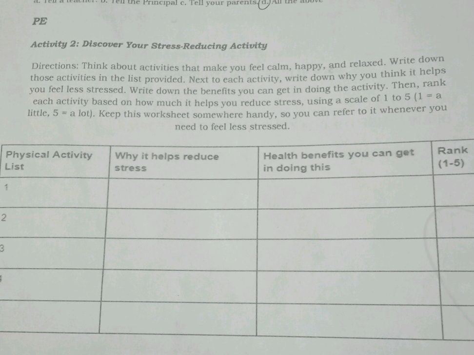 Activity 2: Discover Your Stress-Reducing | StudyX
