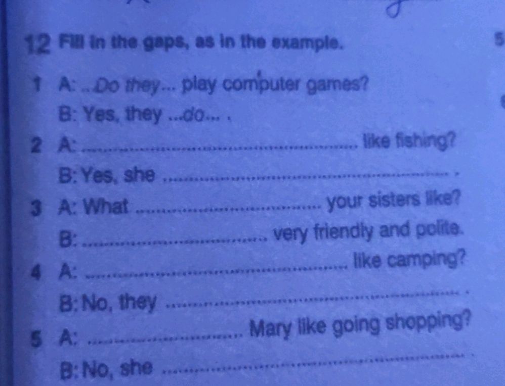 12 Fill in the gaps, as in the example. 1 | StudyX