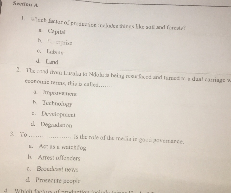 1. Which factor of production includes | StudyX