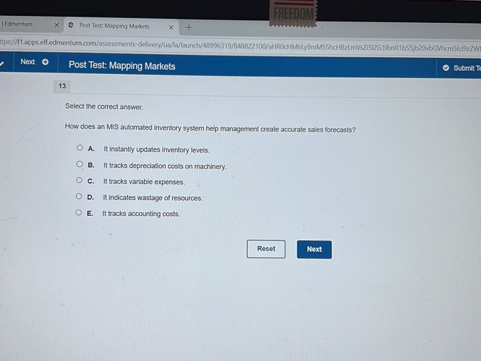 How does an MIS automated inventory system