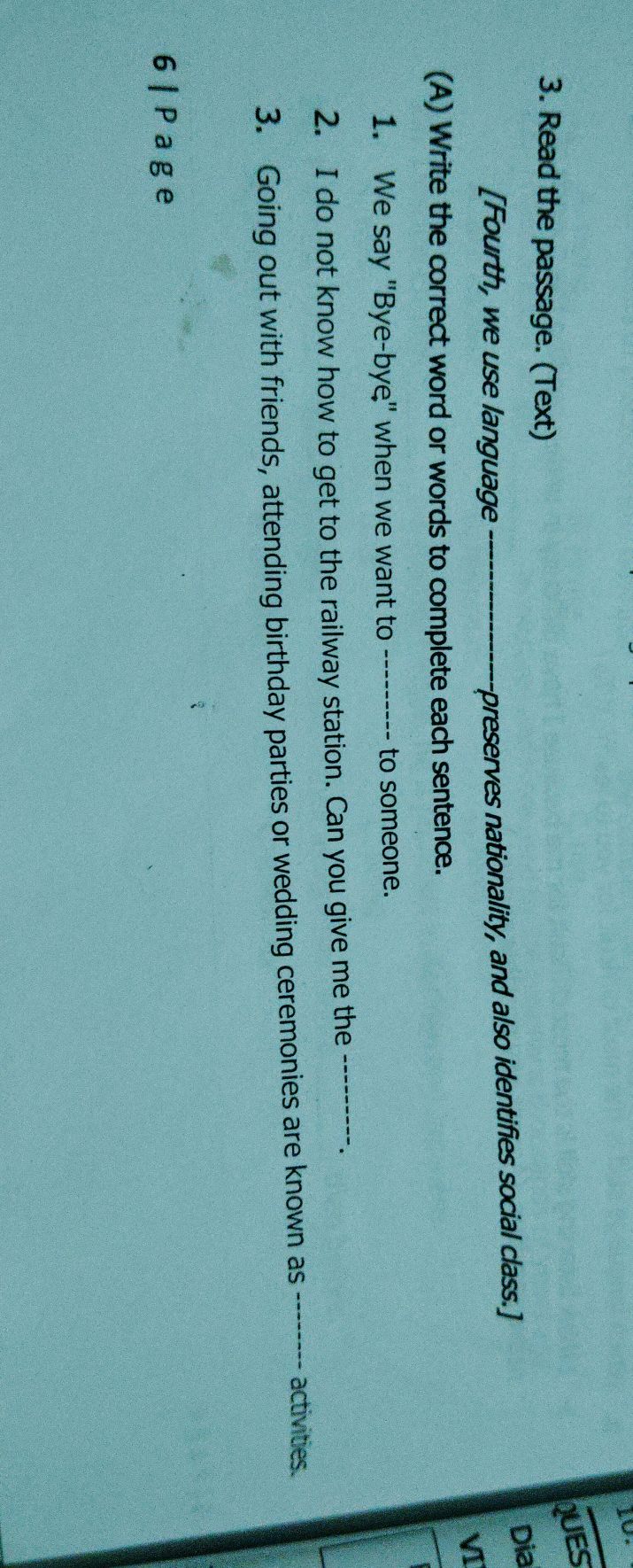 Read the passage. (Text) (A) Write the