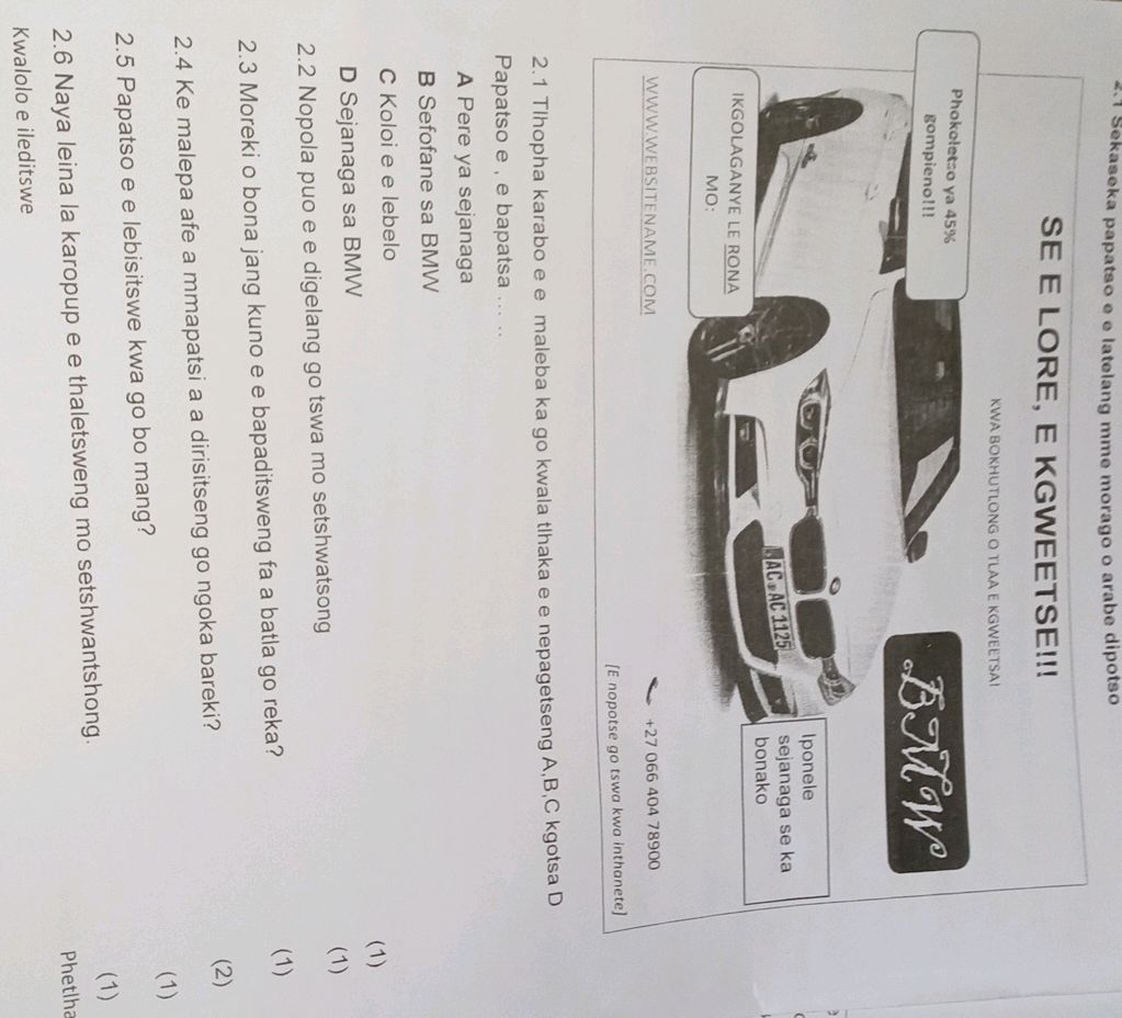 2.1 Sekaseka papatso e e latelang mme morago | StudyX