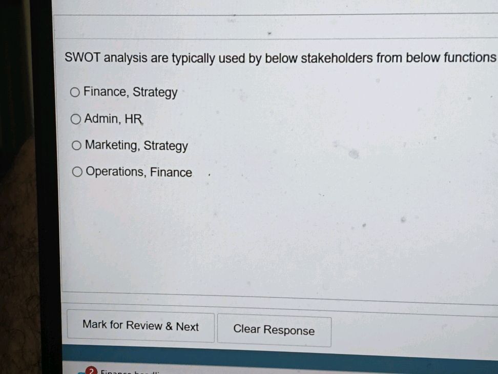 SWOT analysis are typically used by below | StudyX