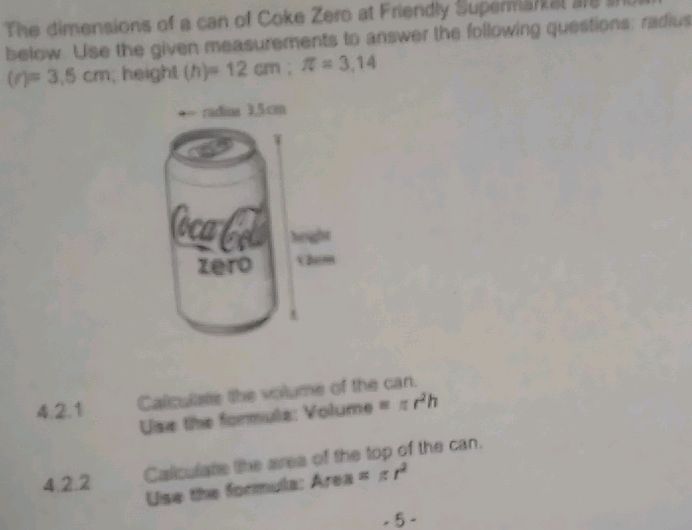The dimensions of a can of Coke Zero at