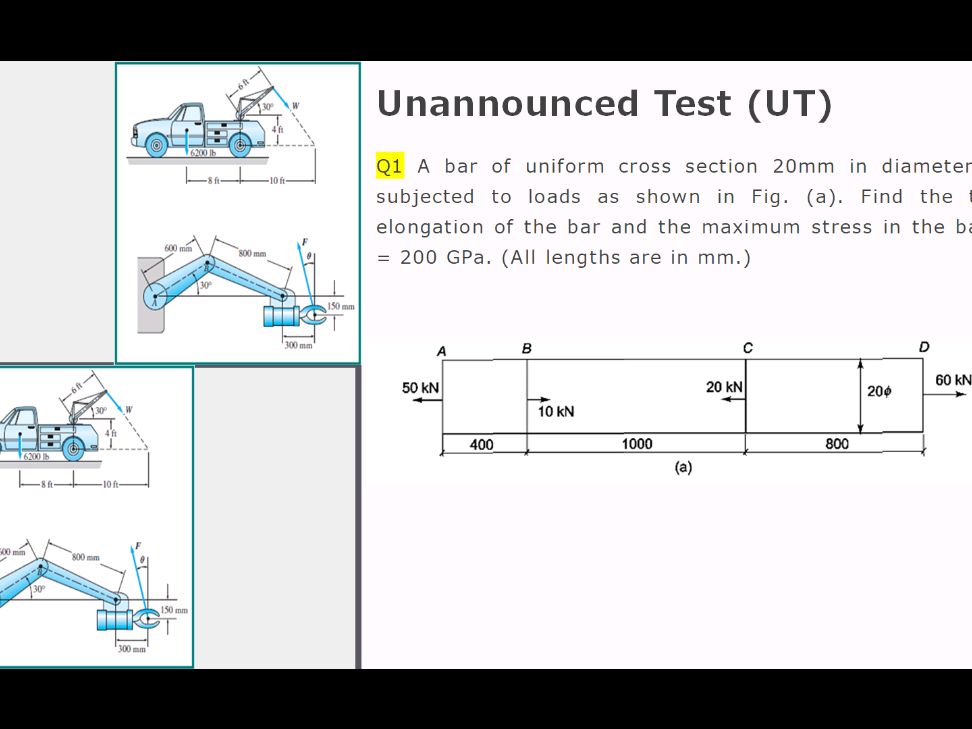 Q1 A bar of uniform cross section 20mm in | StudyX