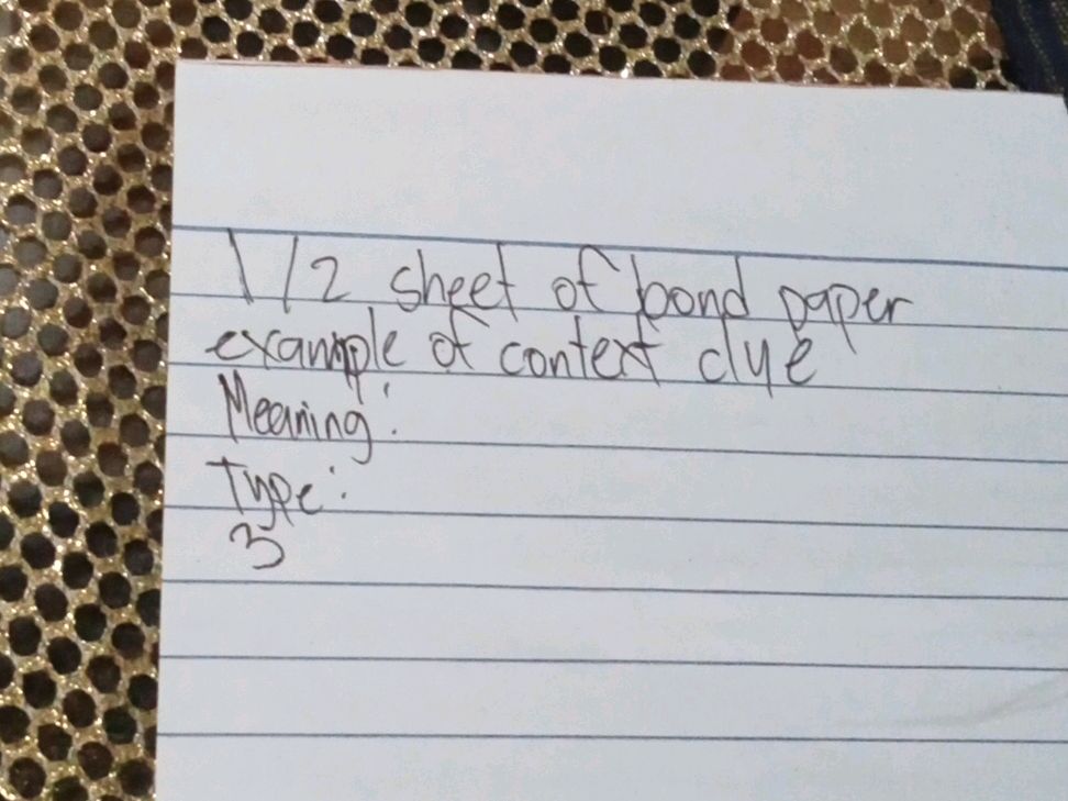 1/2 sheet of bond paper example of context