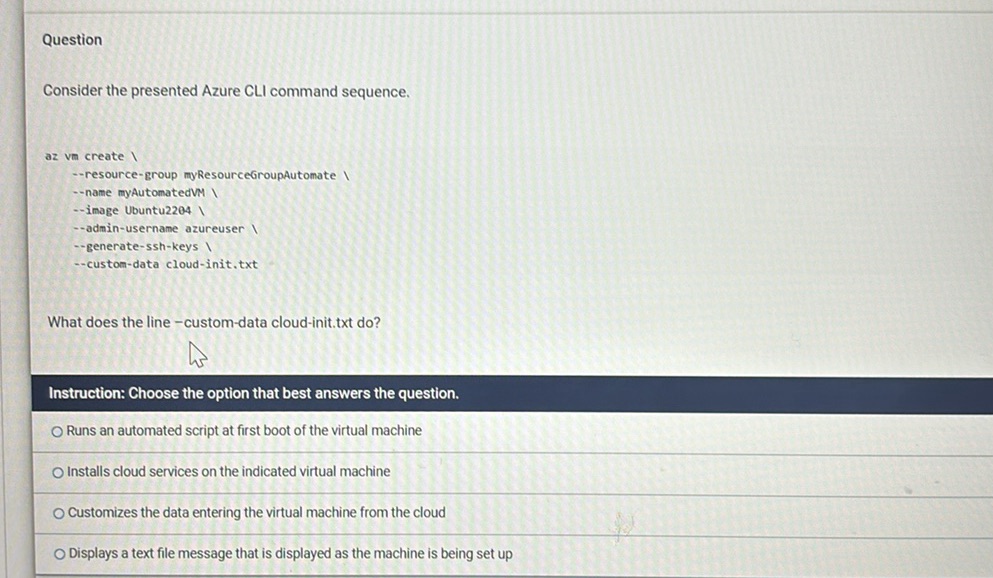 Consider the presented Azure CLI command | StudyX