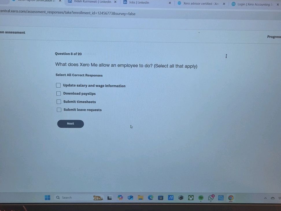 Question 8 of 20 What does Xero Me allow an | StudyX
