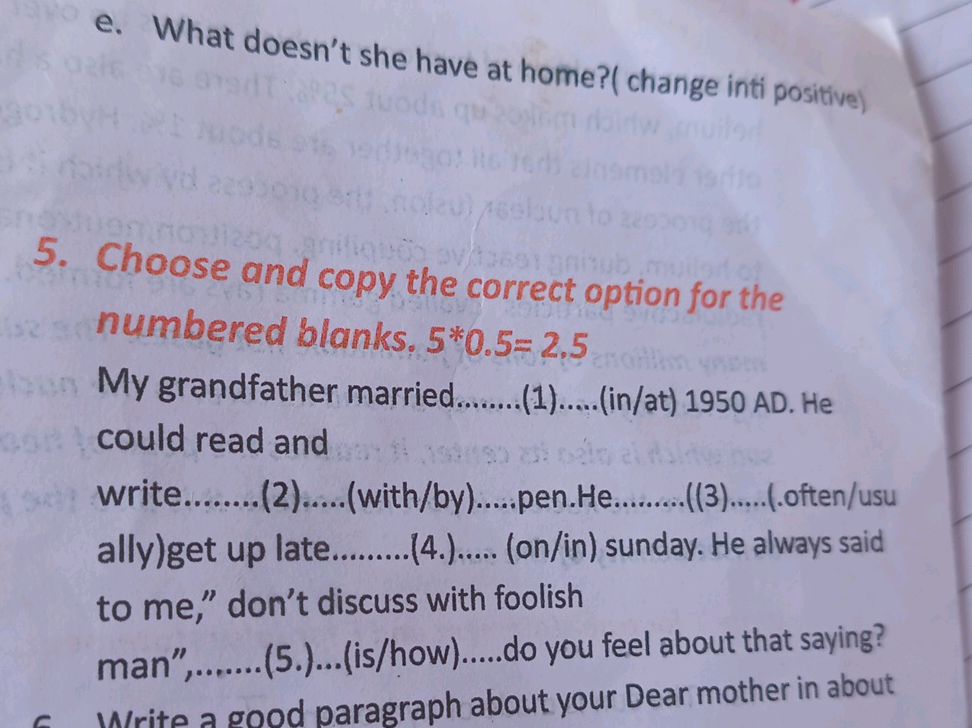 5. Choose and copy the correct option for | StudyX