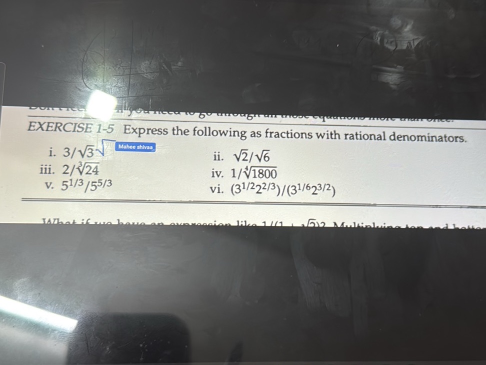 Express the following as fractions with | StudyX