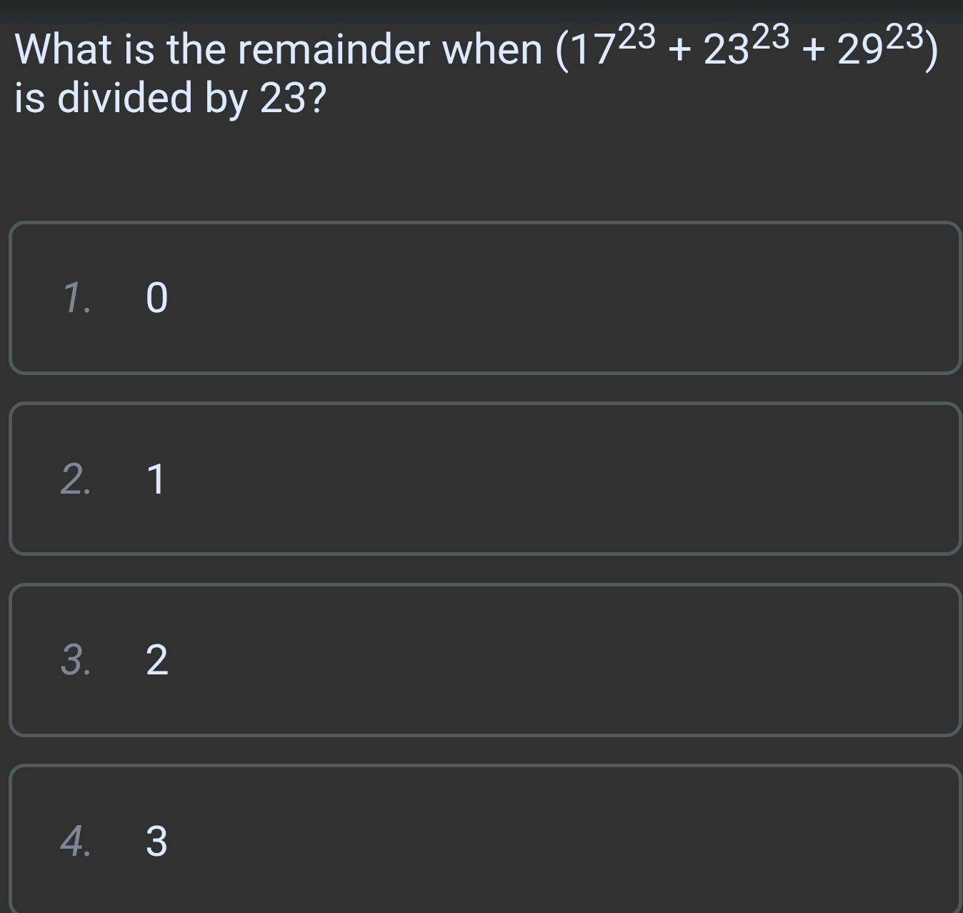 What is the remainder when $(17^{23}