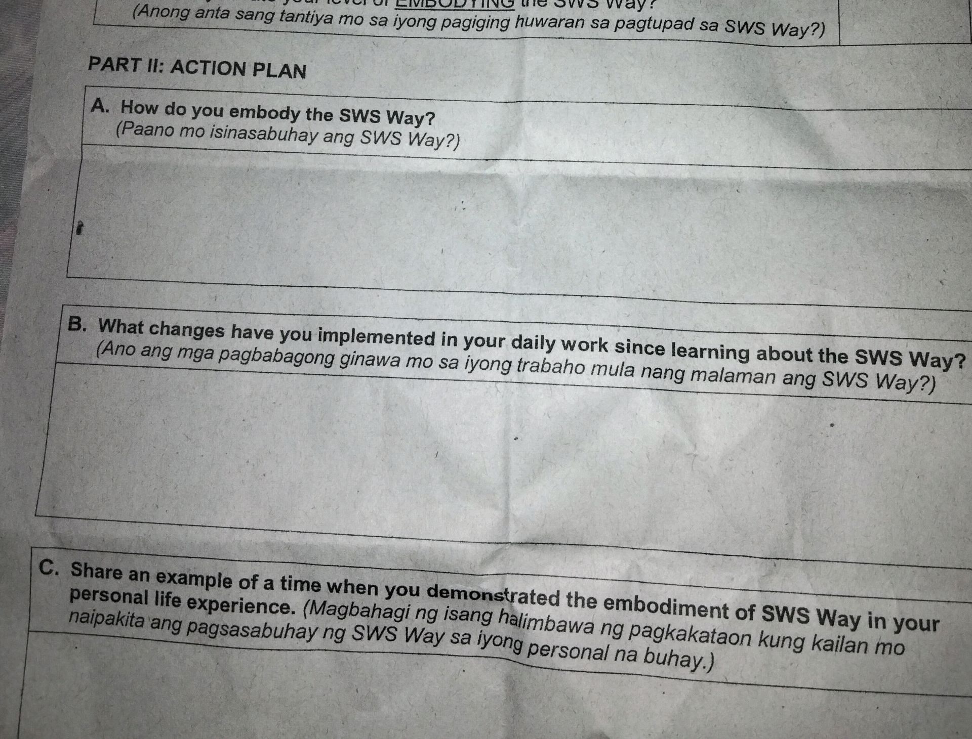 PART II: ACTION PLAN A. How do you embody | StudyX