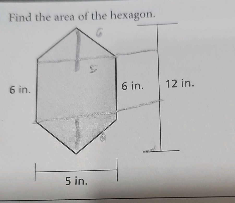 Find the area of the hexagon. The image | StudyX