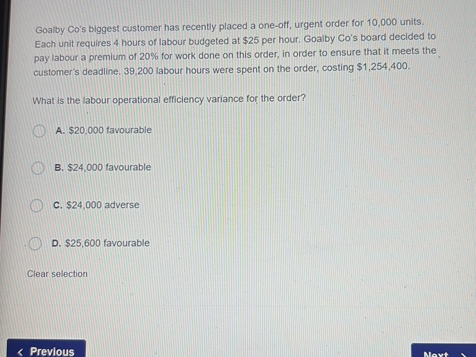 Goalby Co's biggest customer has recently