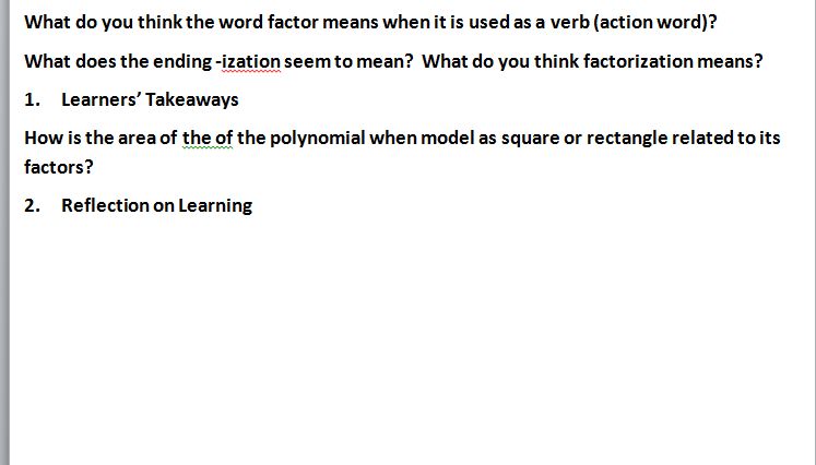 What do you think the word factor means when