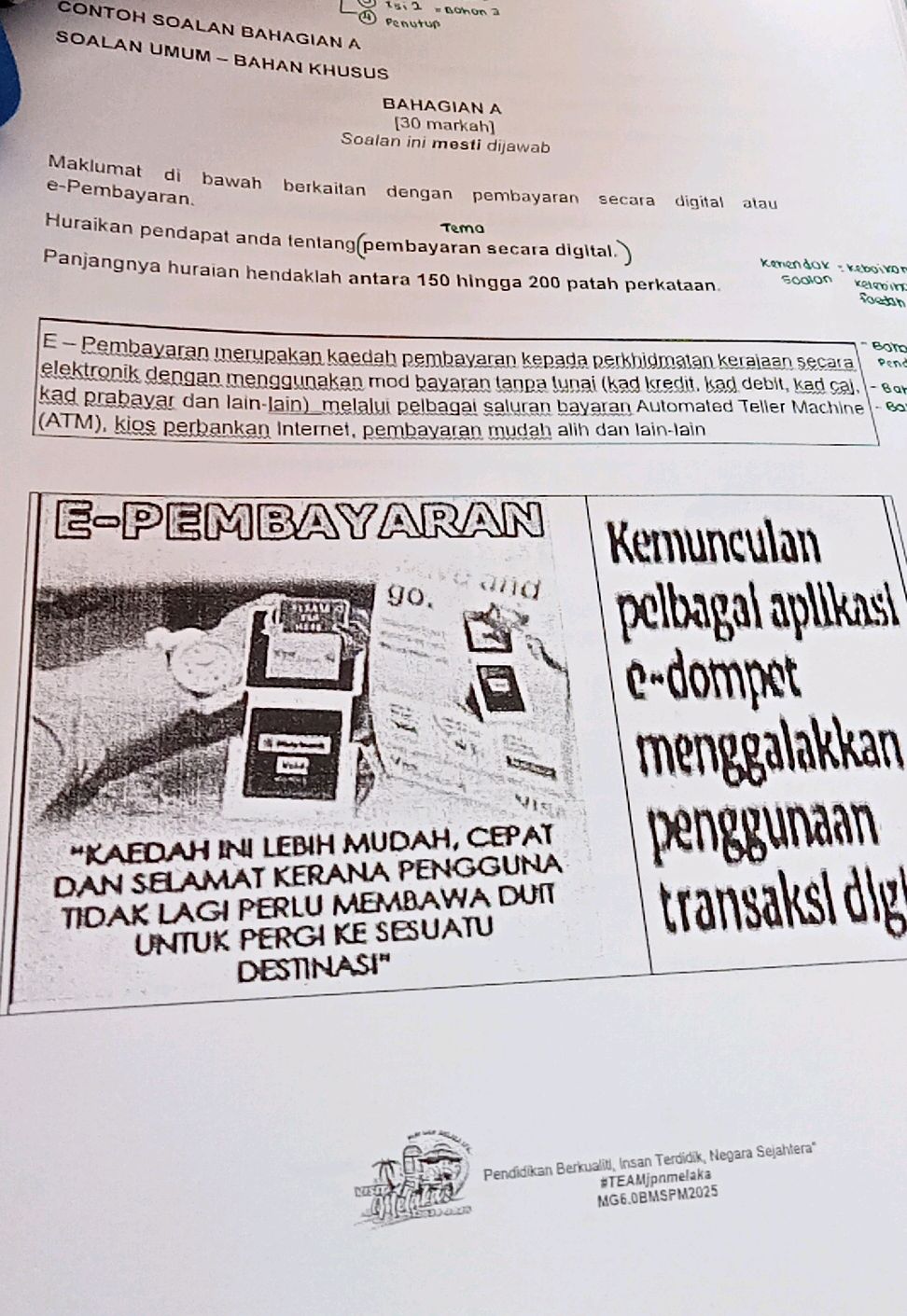 CONTOH SOALAN BAHAGIAN A SOALAN UMUM - BAHAN | StudyX