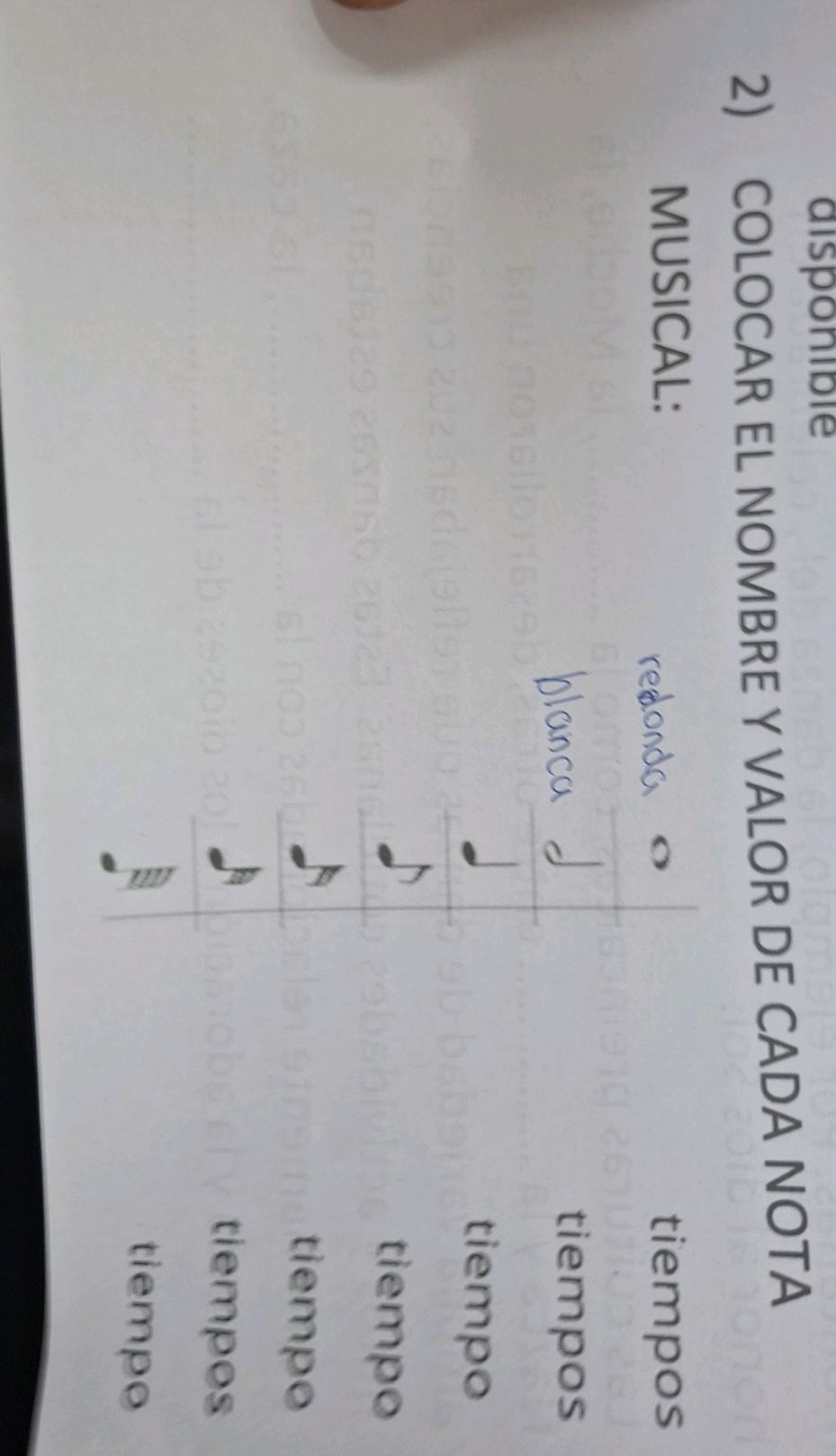 2) COLOCAR EL NOMBRE Y VALOR DE CADA NOTA