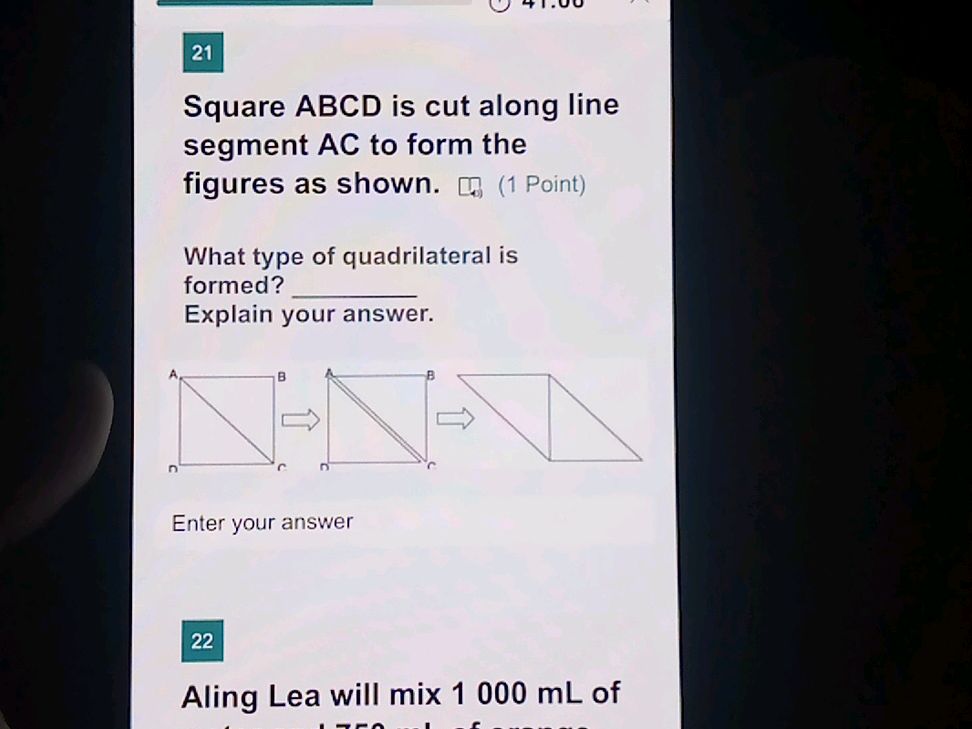 Square ABCD is cut along line segment AC to | StudyX