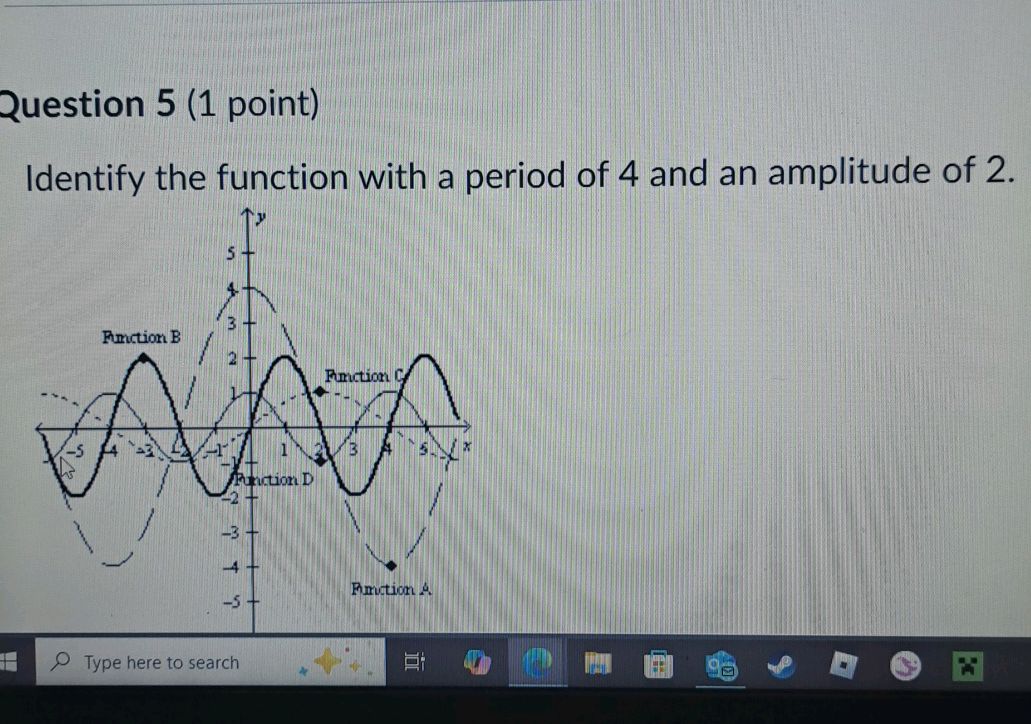 Identify the function with a period of 4 and | StudyX
