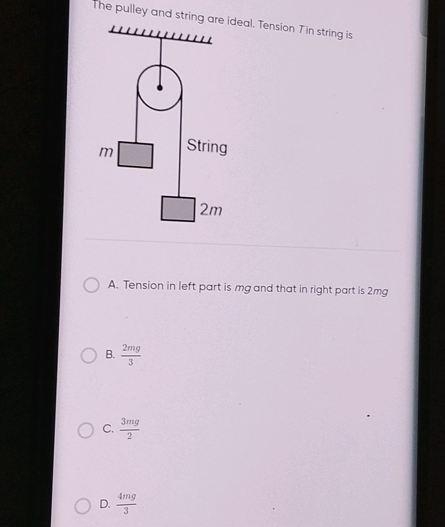 The pulley and string are ideal. Tension T | StudyX