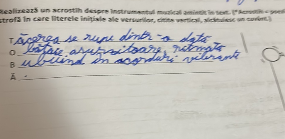 Realizează un acrostih despre instrumentul
