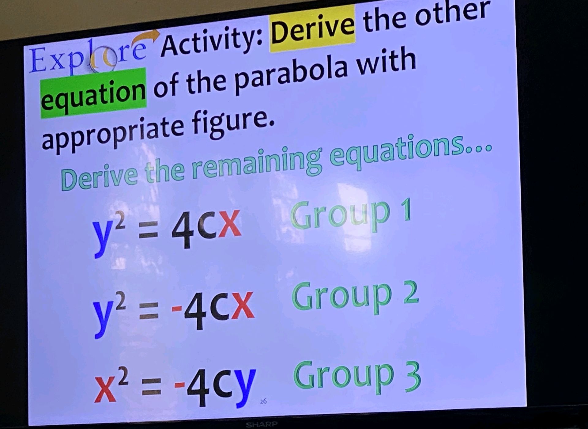 Derive the other equation of the parabola