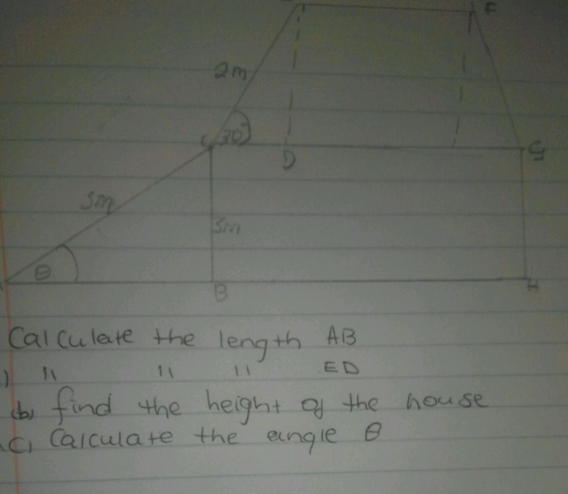 Calculate the length AB (b) find the height | StudyX