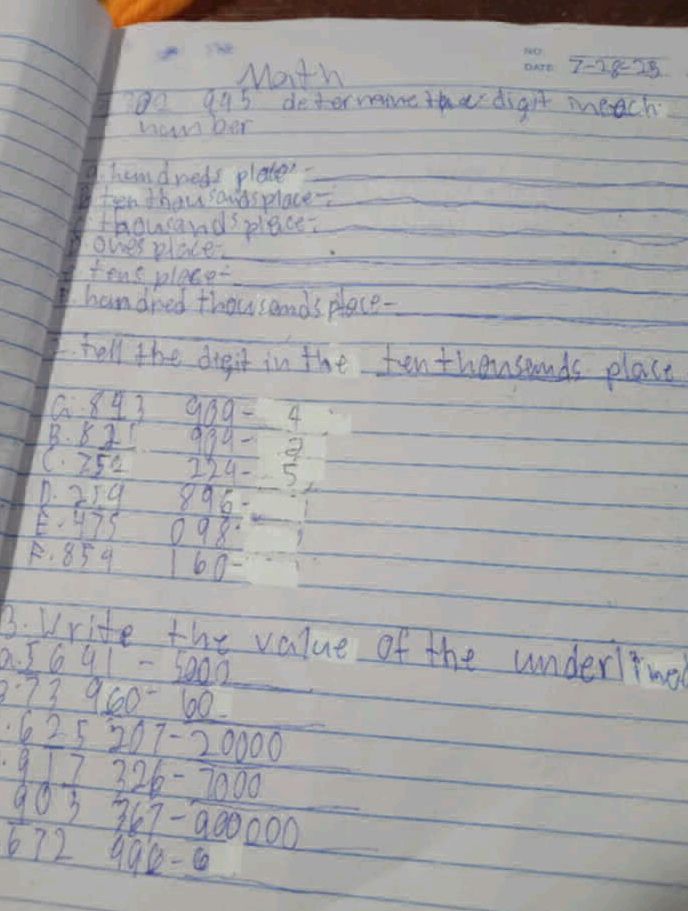 1. 1702 945 determine the digit in each | StudyX