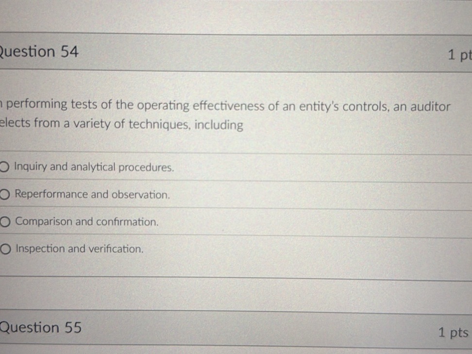Question 54 In performing tests of the