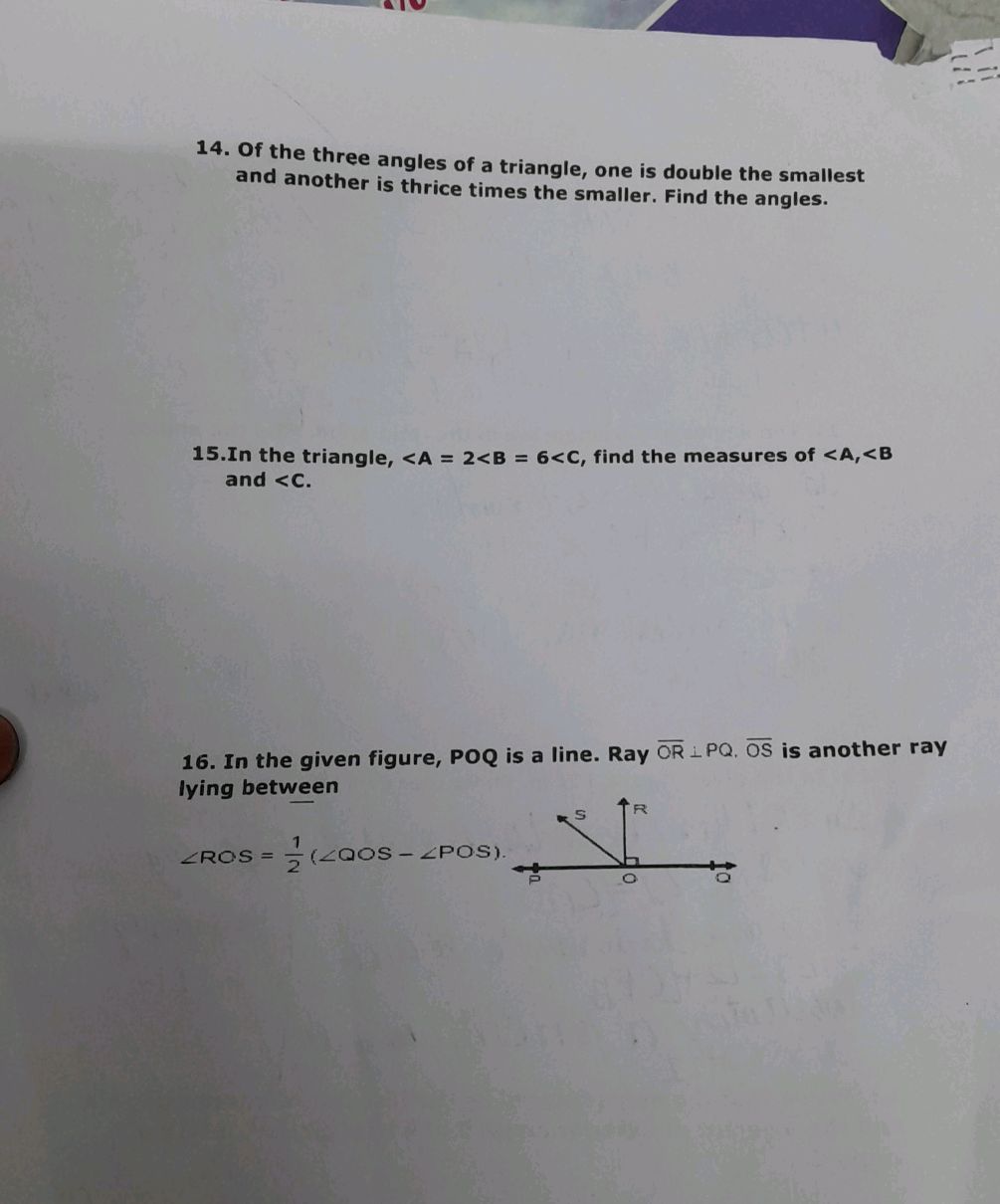Of the three angles of a triangle, one is