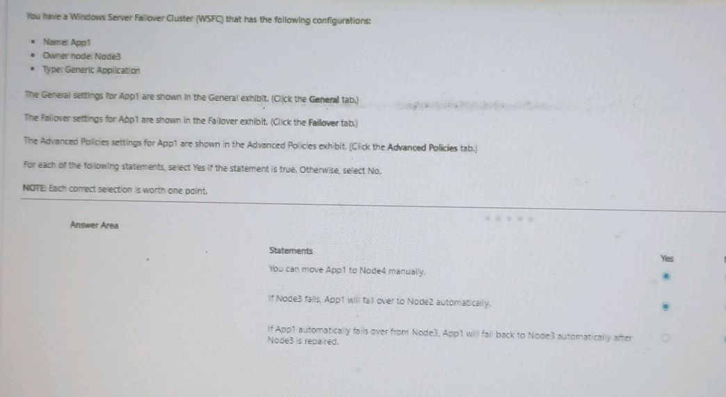 You have a Windows Server Failover Cluster | StudyX