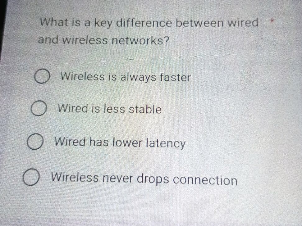 What is a key difference between wired and