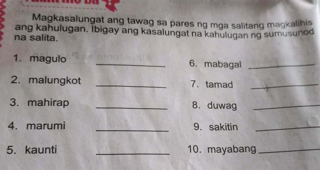 Magkasalungat ang tawag sa pares ng mga | StudyX