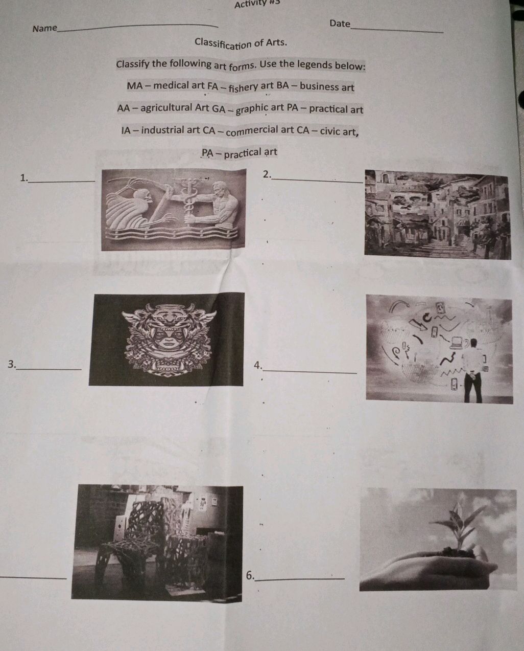 Classify the following art forms. Use the | StudyX