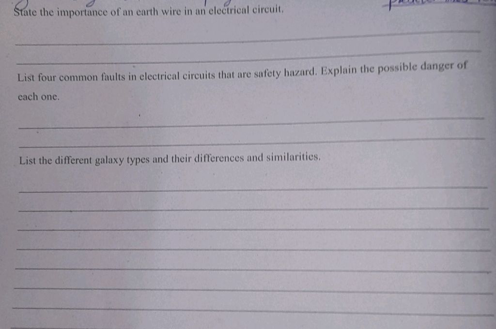 State the importance of an earth wire in an | StudyX