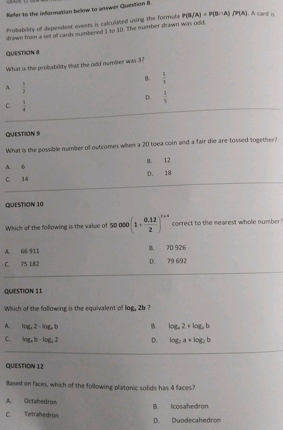 Refer to the information below to answer | StudyX