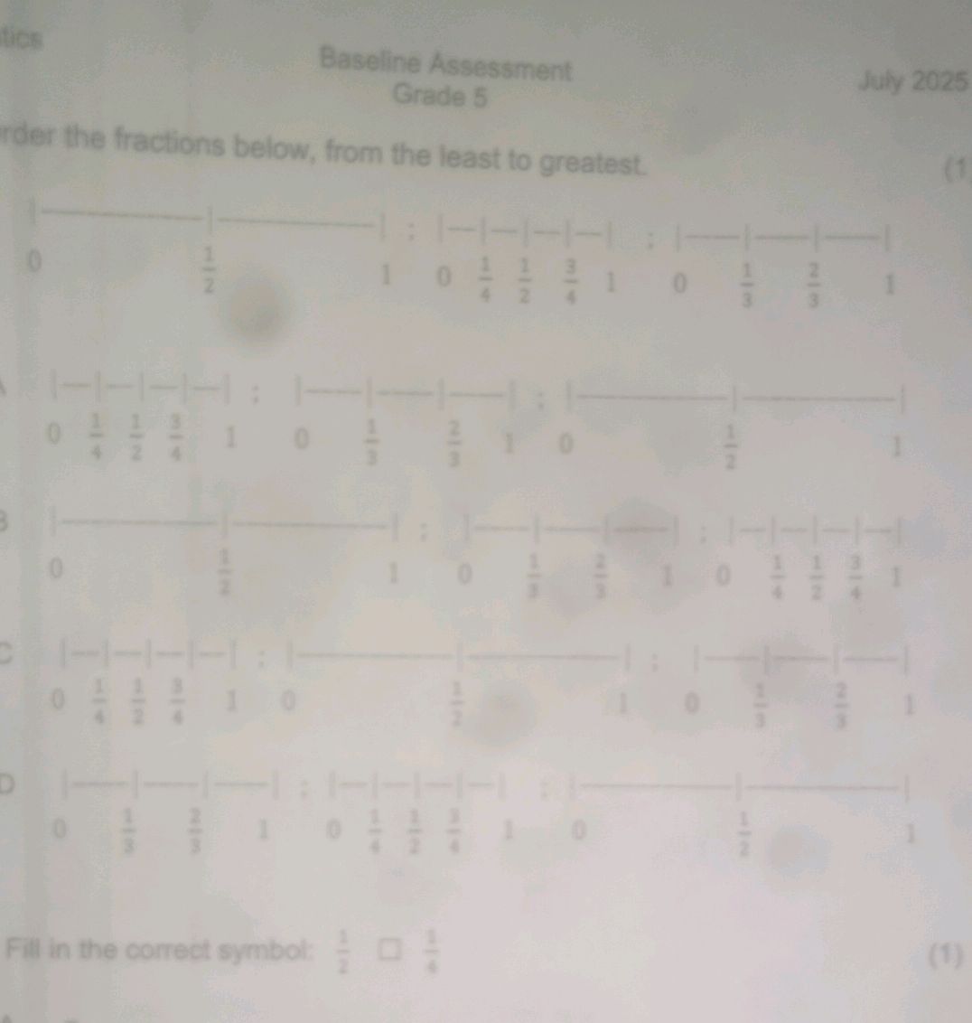 Order the fractions below, from the least to | StudyX