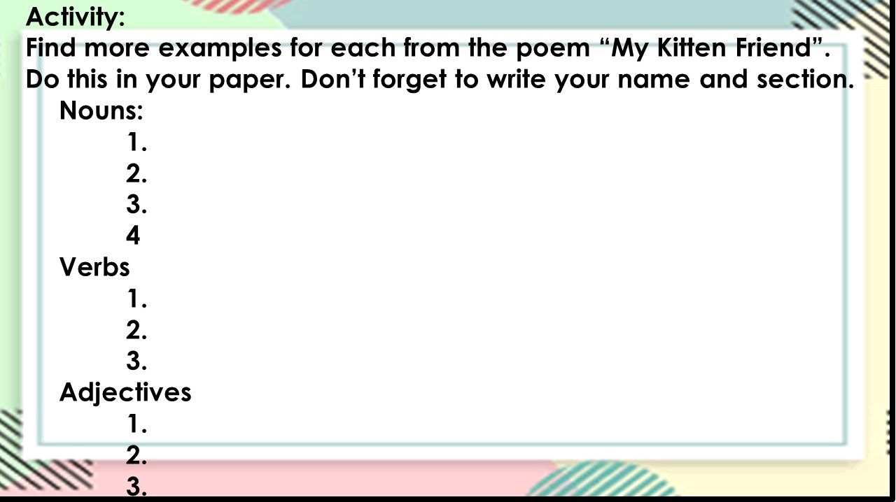 Activity: Find more examples for each from