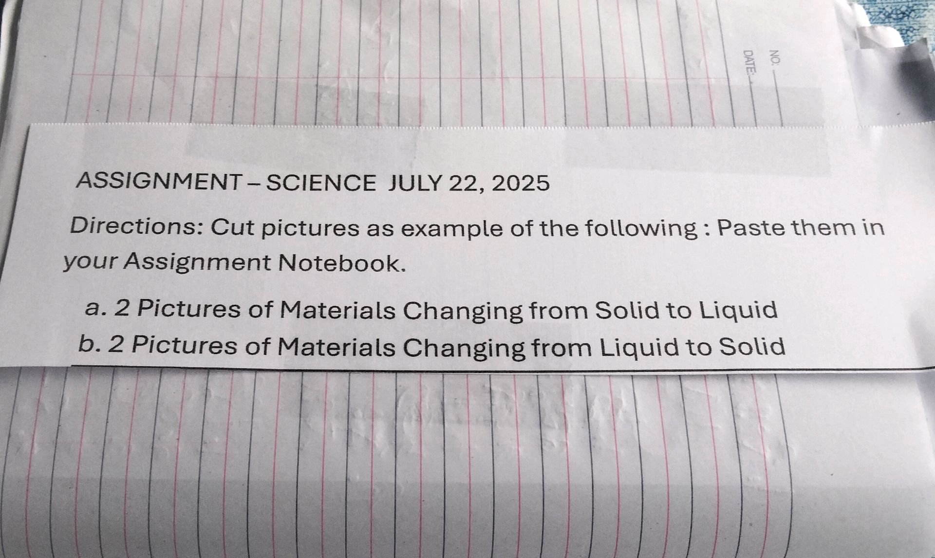 Directions: Cut pictures as example of the | StudyX